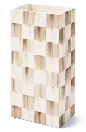 MACKENZIE-CHILDS Check Pillar Vase - Mocha