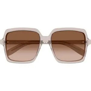 Saint Laurent 56mm Gradient Square Sunglasses - Beige