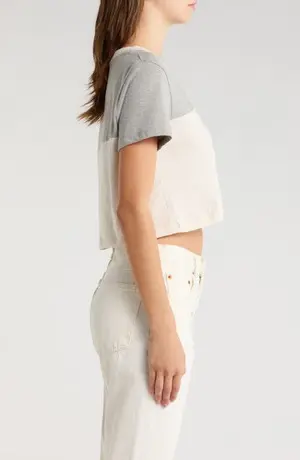 RE/DONE Contrast V-neck Crop T-shirt - Htgvinwhit