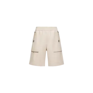 Moncler Cotton And Linen Blend Shorts - Beige