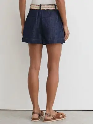 REISS Cotton-linen Belted Shorts