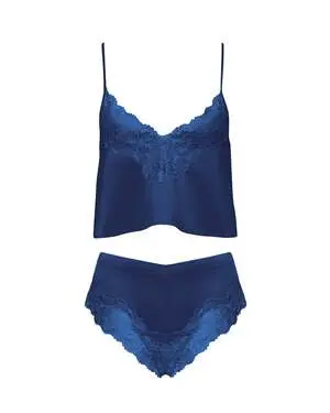 Bluebella Isabella Satin Cami And Short Set Navy - Blue