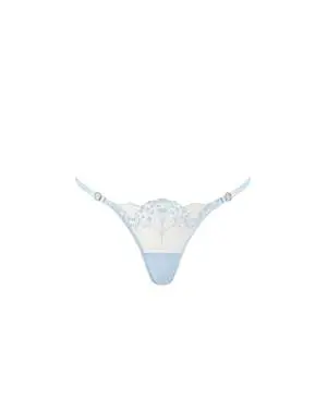 Bluebella Marisa Embroidered Sheer Thong - Blue