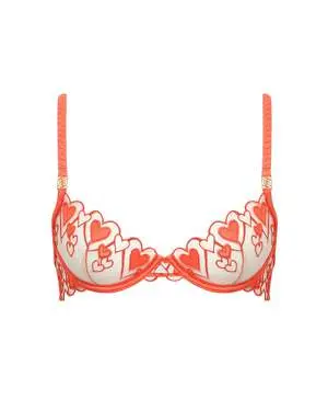 Bluebella Harlow Heart Embroidered Bra Coral - Orange