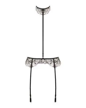 Bluebella Amarosa Garter Belt Harness With Detachable Collar - Black