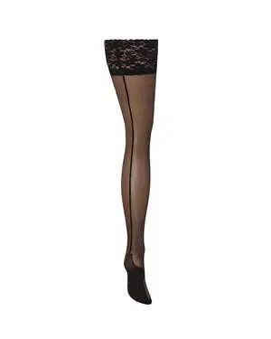 Bluebella Back Seam Lace Top Thigh Highs - Black