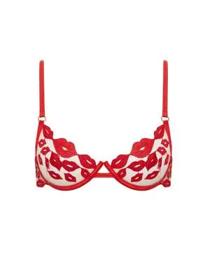 Bluebella Bluebella Marian Embroidered Balcony Bra Red - 32DD/E Red