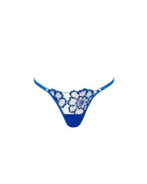 Bluebella Catalina Embroidered Sheer Thong - Blue