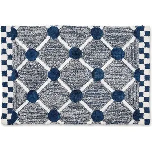 MACKENZIE-CHILDS Lattice Dot Bath Rug - Navy