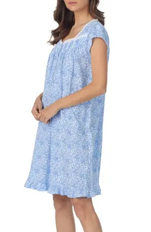 Eileen West Cap Sleeve Cotton Nightgown - Blue Print