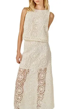 Endless Rose Textured Open Stitch Midi Skirt