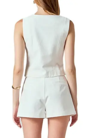 Endless Rose Linen And Cotton Cropped Vest