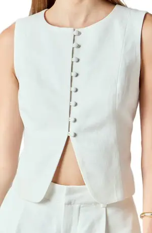 Endless Rose Linen And Cotton Cropped Vest