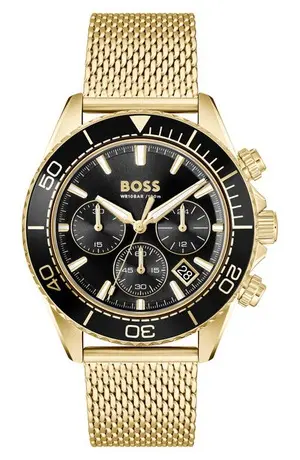 BOSS Sealiner Chronograph Mesh Strap Watch - Black