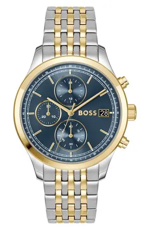 BOSS Chronograph Two-tone Bracelet Watch - Blue