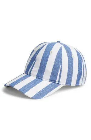 Echo Striped Cotton Baseball Cap - Chambray