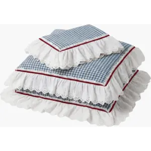 EVER LASTING Gingham Floral Ruffle Bedding Set - Blue