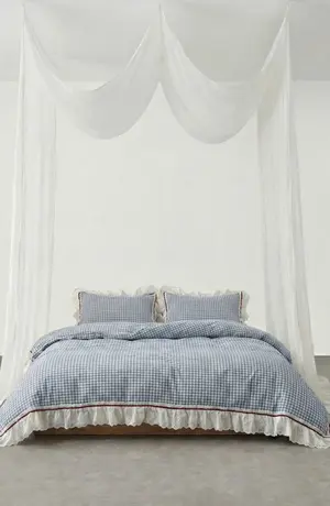 EVER LASTING Gingham Floral Ruffle Bedding Set