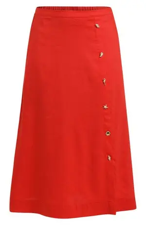 La Blanca Harbor Breeze Midi Cover-up Skirt - Ruby