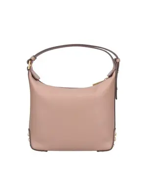 TOD'S Mini Leather Shoulder Bag With Metal Dots - Beige