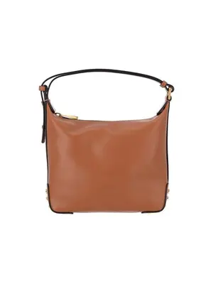 TOD'S Mini Leather Shoulder Bag With Metal Dots - Brown