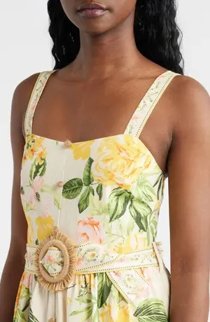 Moon River Floral Belted Midi Sundress