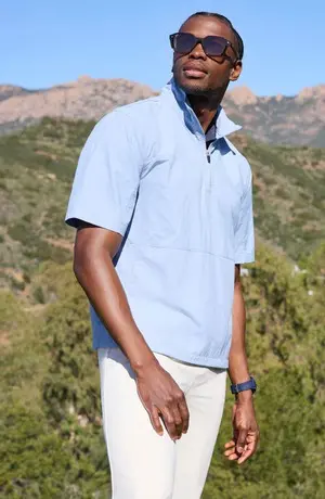 Zella Golf Pro Short Sleeve Quarter Zip Top - Blue Dewdrop