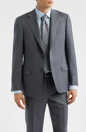 HERITAGE GOLD Grey Mélange Wool Suit - Mid Grey