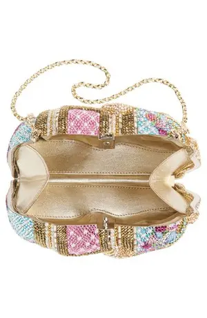 Judith Leiber Elephant Crystal Embellished Clutch - Silver Sunrise Mult