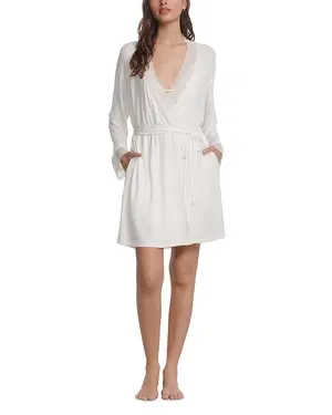 Eberjey Lara Lace Trim Robe - Ivory