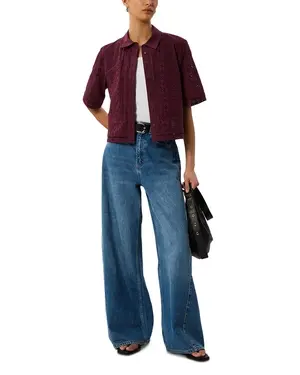Whistles Broderie Cotton Shirt - Plum