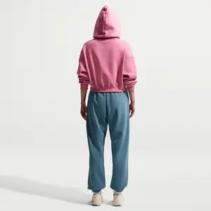Nike Phoenix Fleece Oversized Cropped Henley Hoodie - Pink