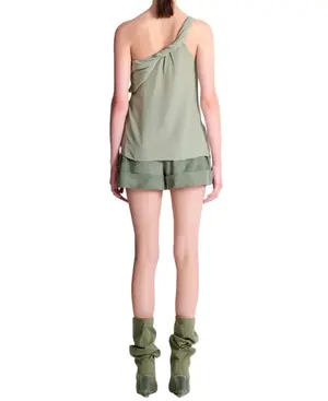 Balmain Draped One-shoulder Silk Crepe Top