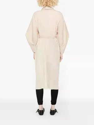 Issey Miyake Pleated Long Coat - Neutrals