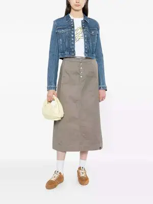 AGNES B. Side-slash Twill Skirt - Neutrals