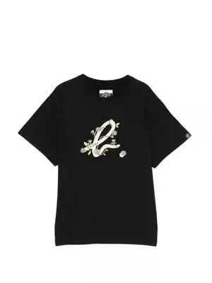 AGNES B. Floral Logo T-shirt - Black