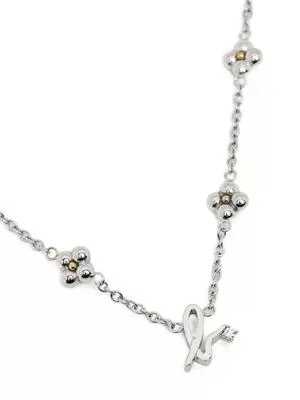 AGNES B. Double Bloom Necklace - Silver