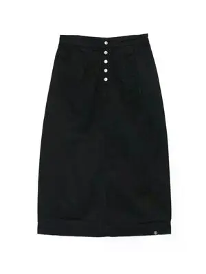 AGNES B. Twill Side-slash Skirt - Black