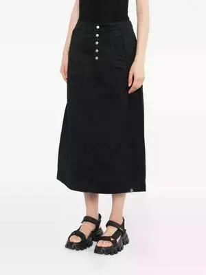 AGNES B. Twill Side-slash Skirt - Black