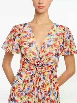 Cinq À Sept Floral V-neck Dress - Red