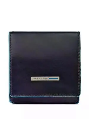 PIQUADRO Square Leather Coin Purse Blue