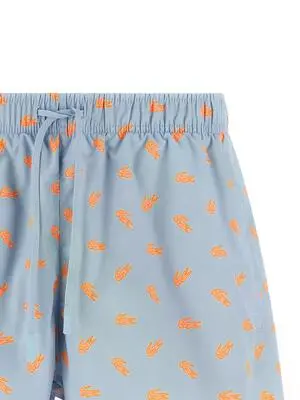 Lacoste Crocodile-print Swim Shorts - Blue