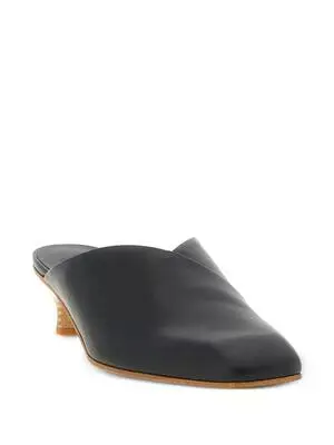 Vicini Square-toe Mules - Black
