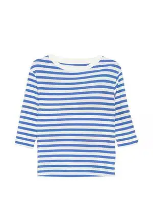 Majestic Filatures Striped Boat-neck Top - Blue