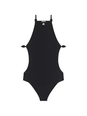 COURREGES Cut-Out Halterneck Swimsuit Black