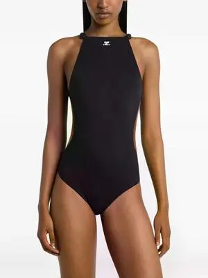 COURREGES Cut-out Halterneck Swimsuit - Black