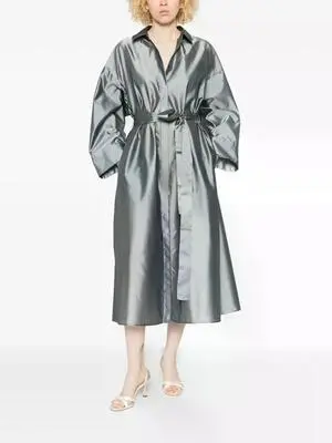 Max Mara Anna Tie-waist Maxi Shirt Dress - Grey