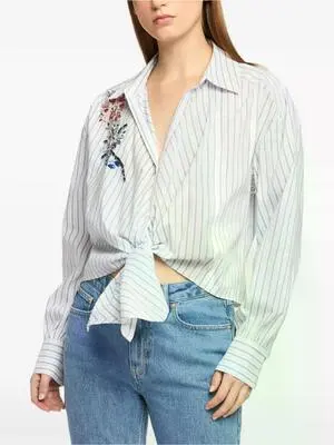 Cinq À Sept Embellished Striped Tie Top