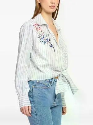 Cinq À Sept Embellished Striped Tie Top