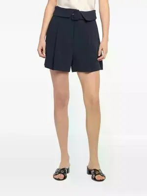 Cinq À Sept Lorena Belted-pleated Shorts - Blue